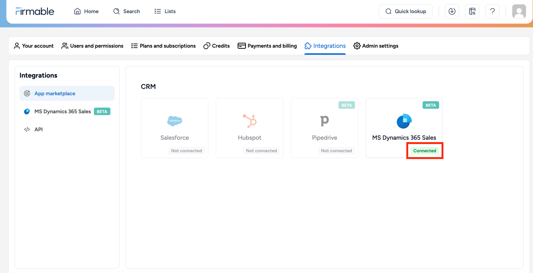 How to connect the Microsoft Dynamics 365 Sales Integration