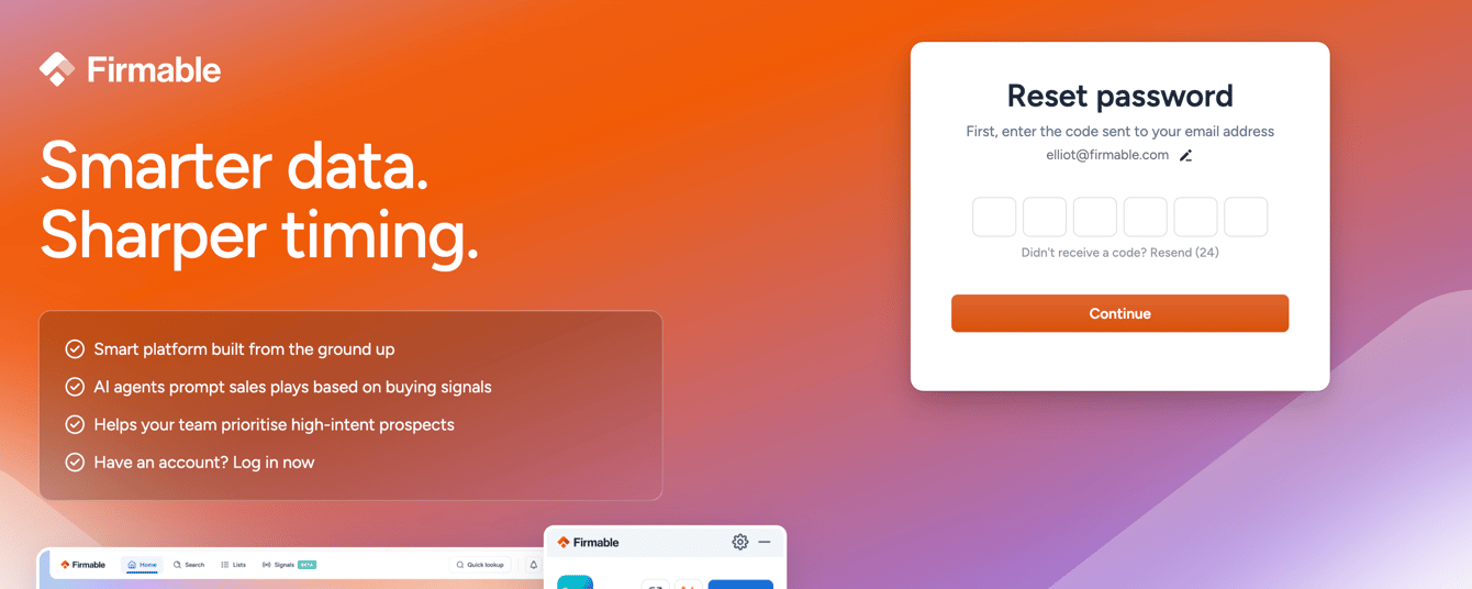 How to reset Firmable password