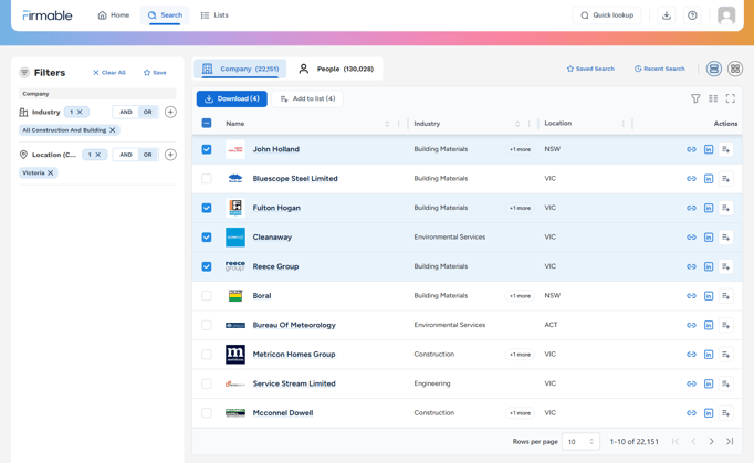 How to download data in Firmable